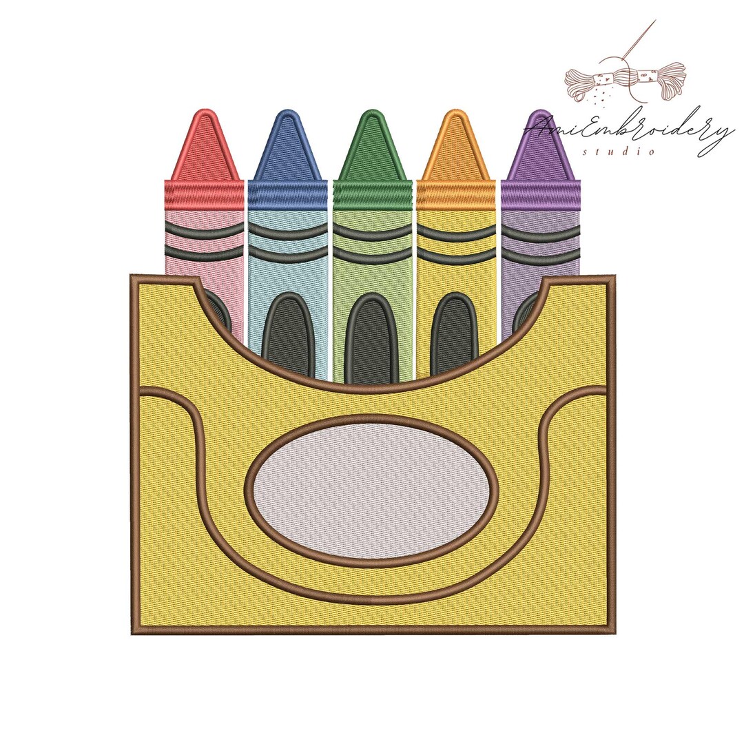 Crayon Box Embroidery Design, Back to School Supplies Embroidery File ...