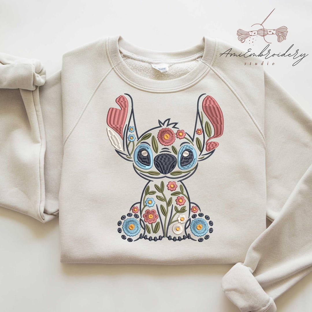 Floral Stitch Embroidery Design, Cute Stitch Embroidery File, Botanical ...