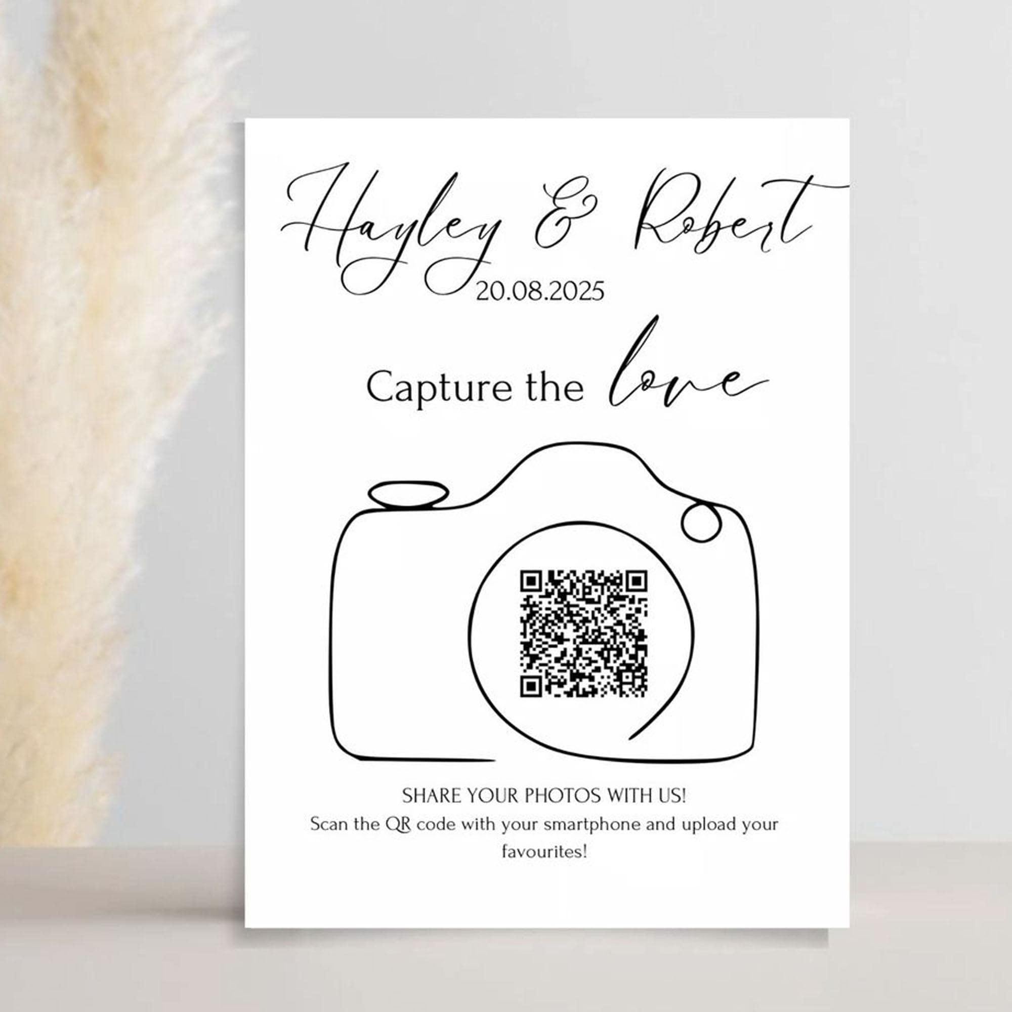 Capture the Love QR Code Table Signs, Wedding QR Code Seating ...