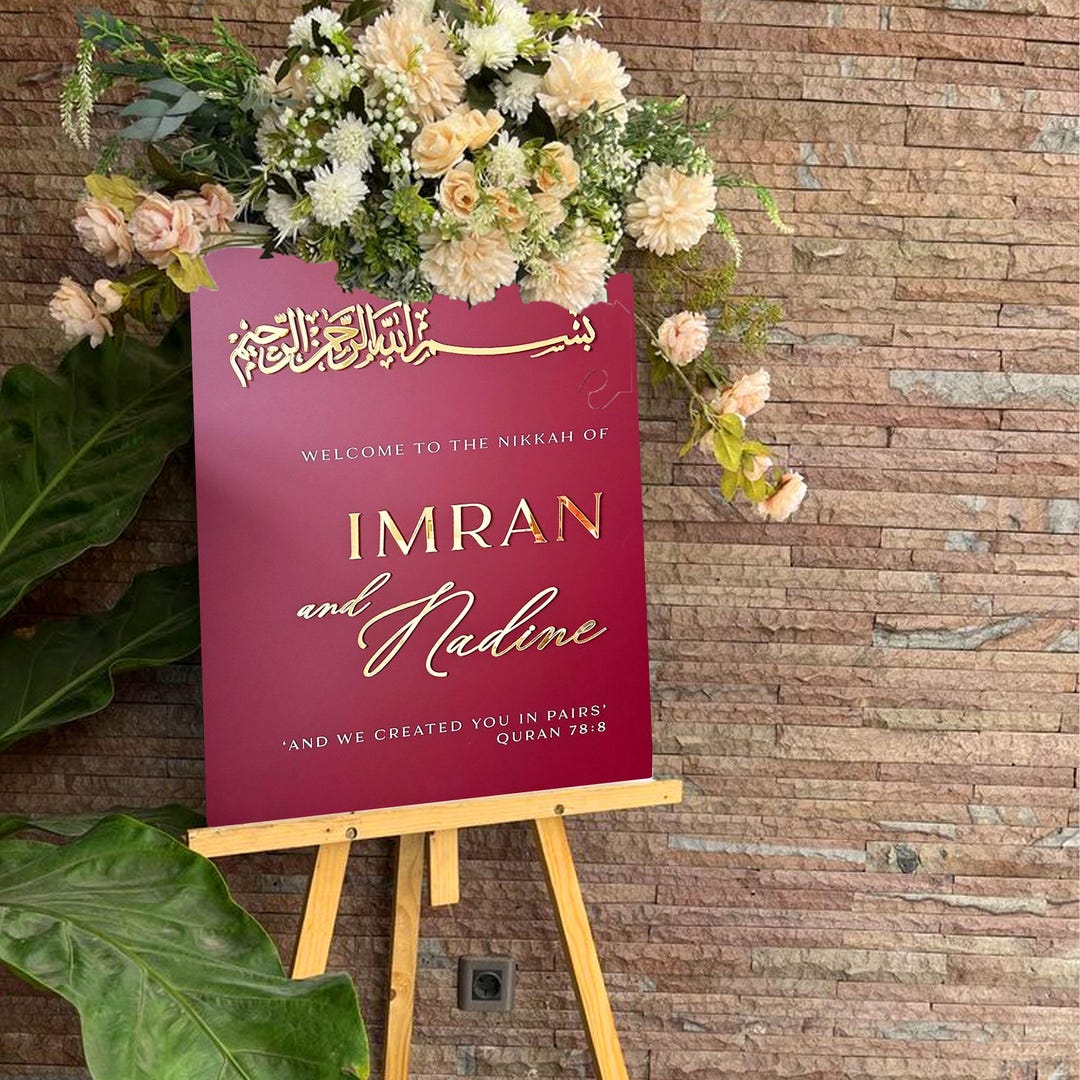 Custom Islamic Wedding Sign, Acrylic Wedding Welcome Sign, Wedding ...