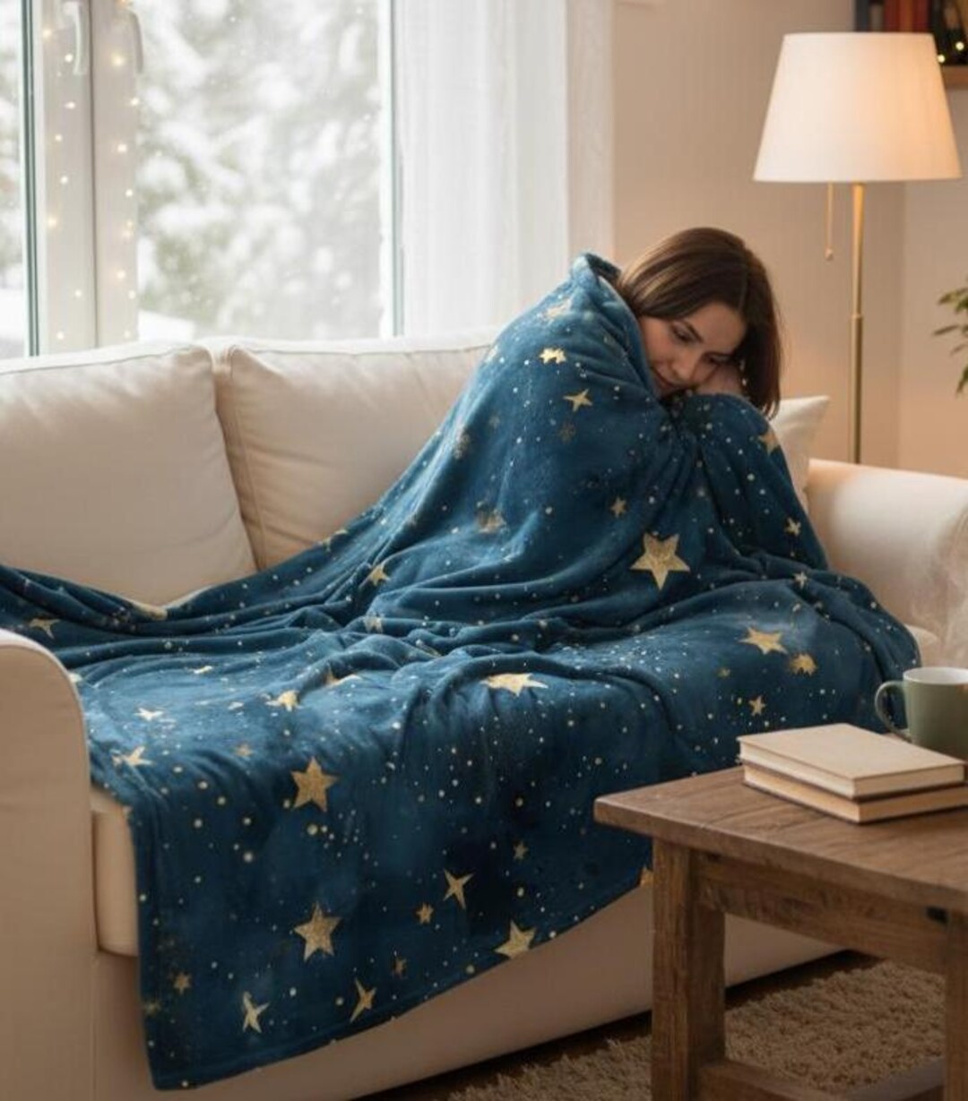 Custom Name Gold Star Constellation Plush Blanket | Celestial Star Map ...