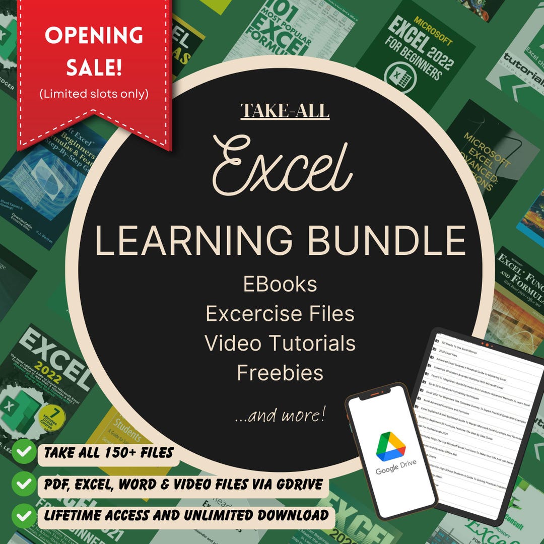 Microsoft Excel Learning Bundle MS Excel Formulas Charts Tips Tricks ...