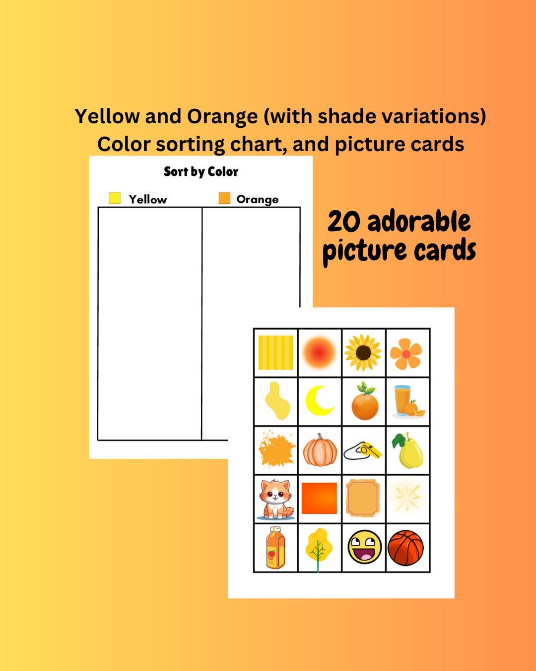 8 Color Sorting Boards and 148 Picture Cards, With Shade Variations ...