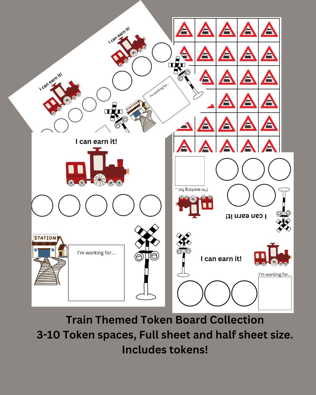 Train Themed Token Board Collection - Etsy