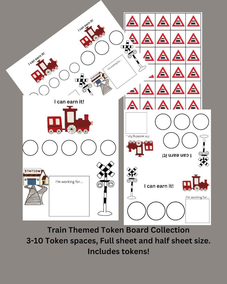 Train Themed Token Board Collection - Etsy