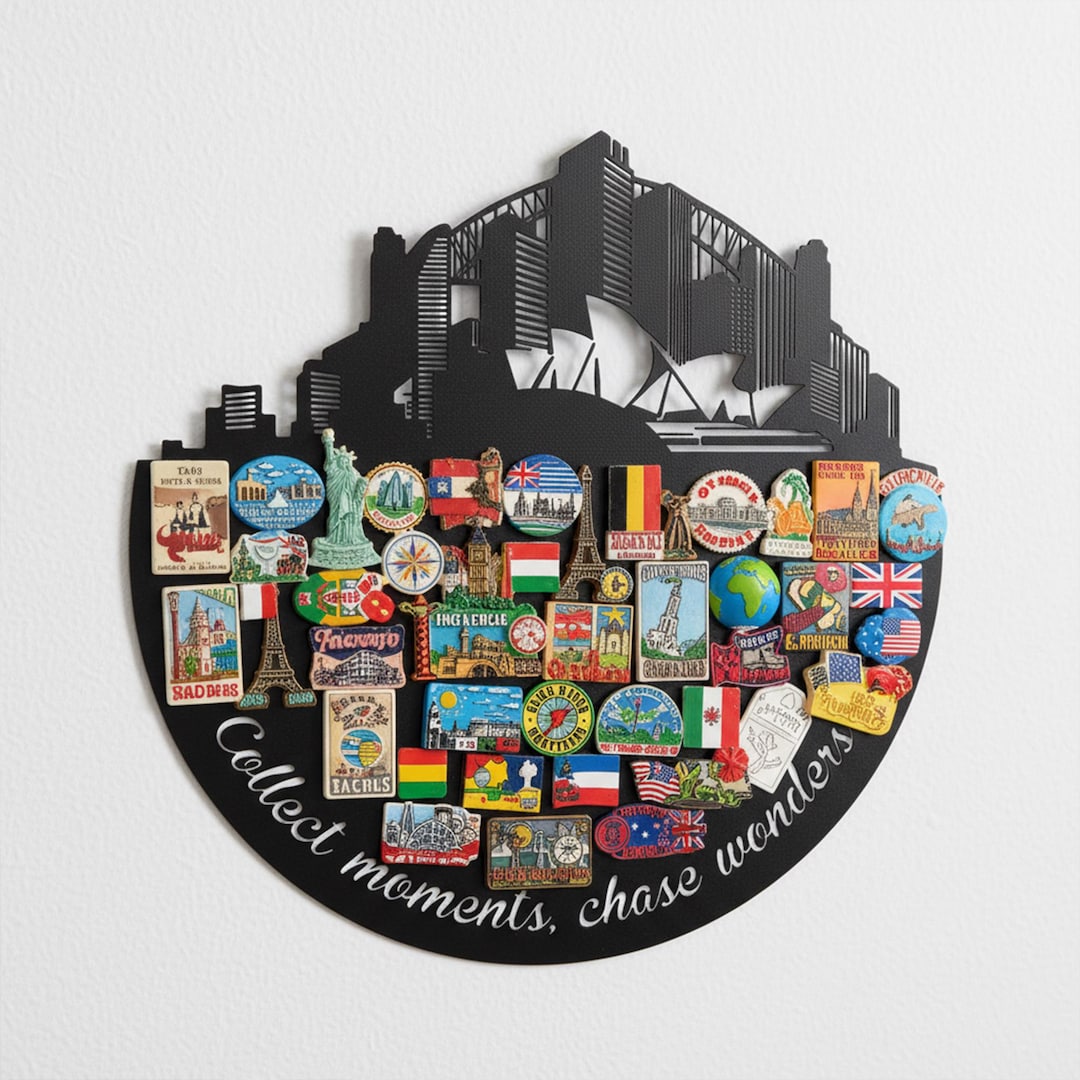 Custom Sydney Skyline Travel Magnetic Souvenir Organizer, Wall-mounted ...