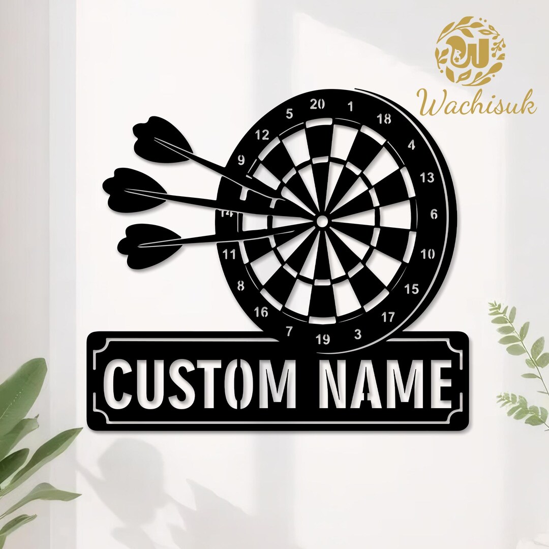 Personalized Darts Sign, Dartboard Decor, Custom Name Game Room Wall ...