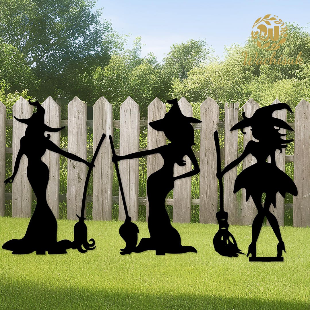 Witches Metal Stake Sign, Multiple Styles Halloween Yard Decor, Outdoor ...