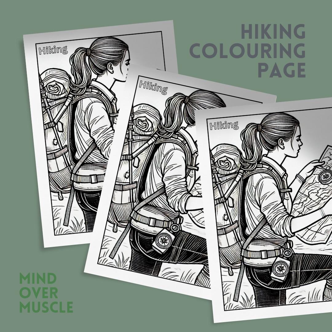 Hiking Coloring Page – Strong on the Trail | Printable A4 Digital ...