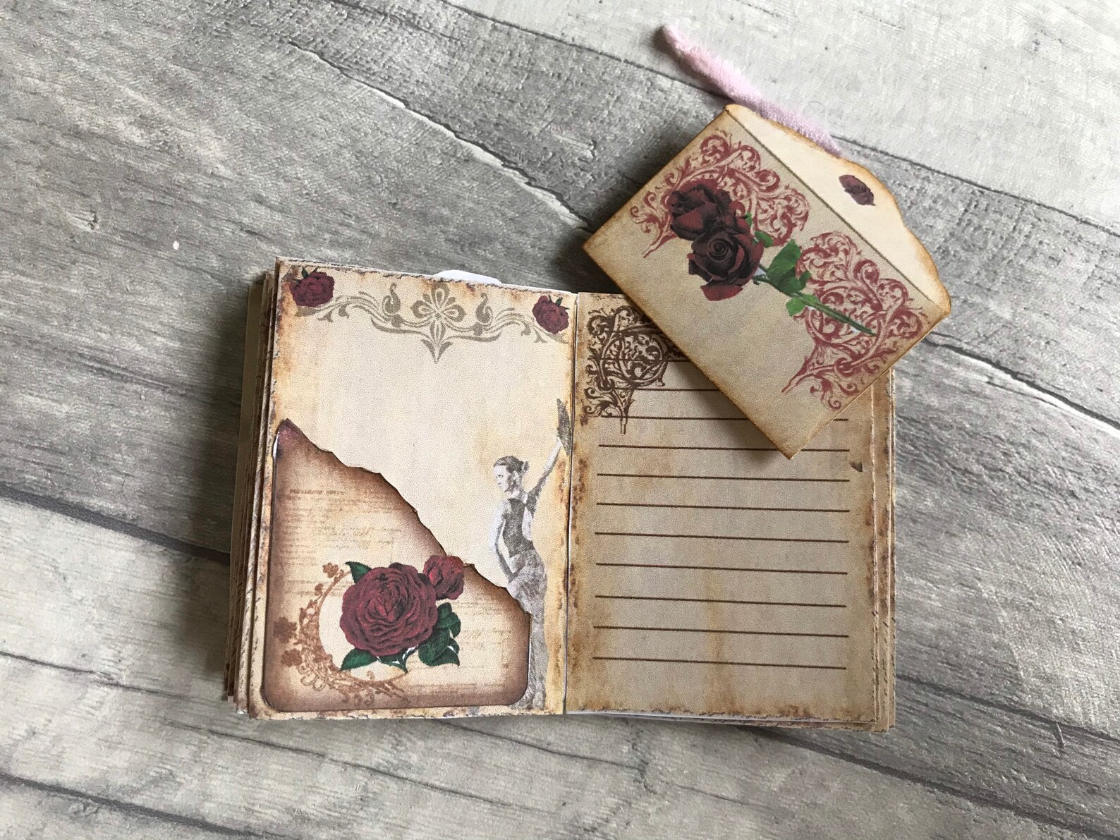 Mini Book Red Rose Journal Kit Printable Junk Journal - Etsy