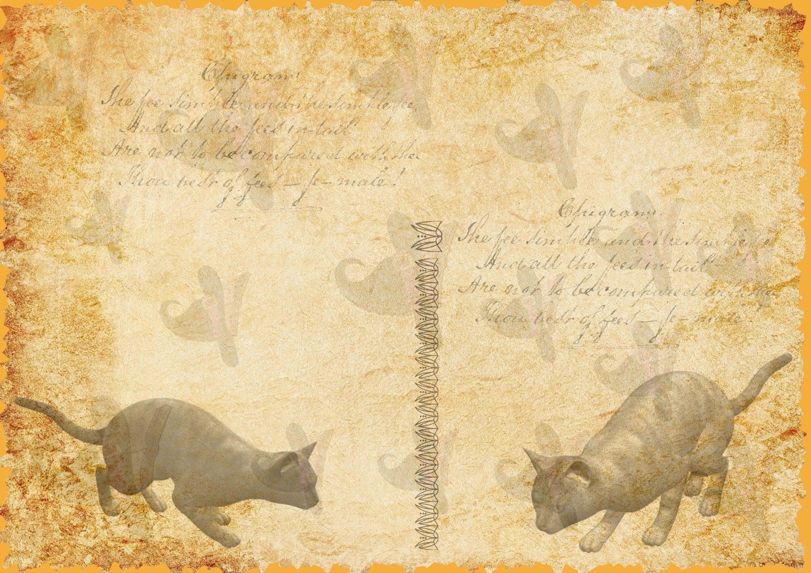 Digital Cats Printable Papers,vintage, Ephemera, Book, Mini, Printable ...