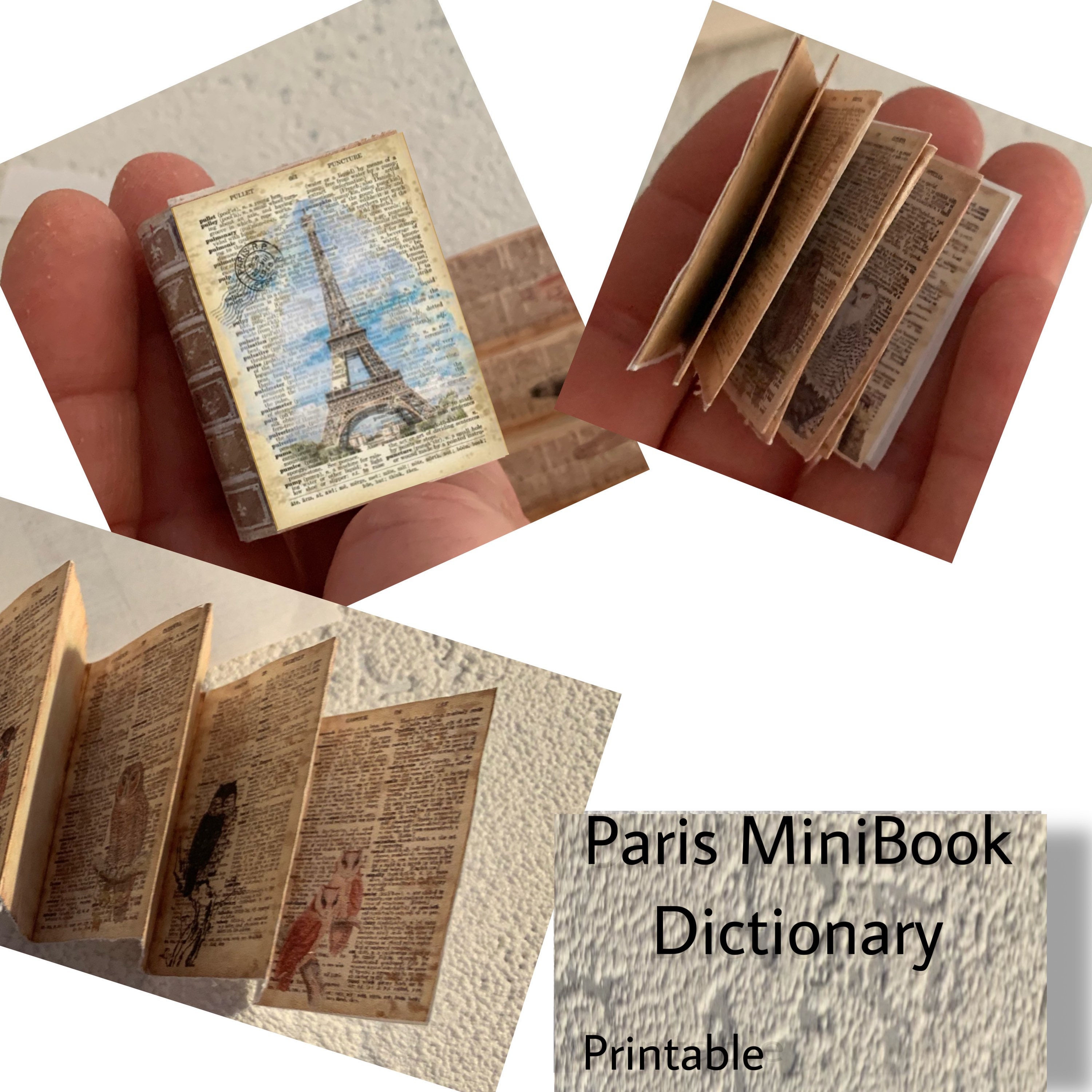 Craft Supplies & Tools Collage Junk Journal Moth mini Book Dictionary ...