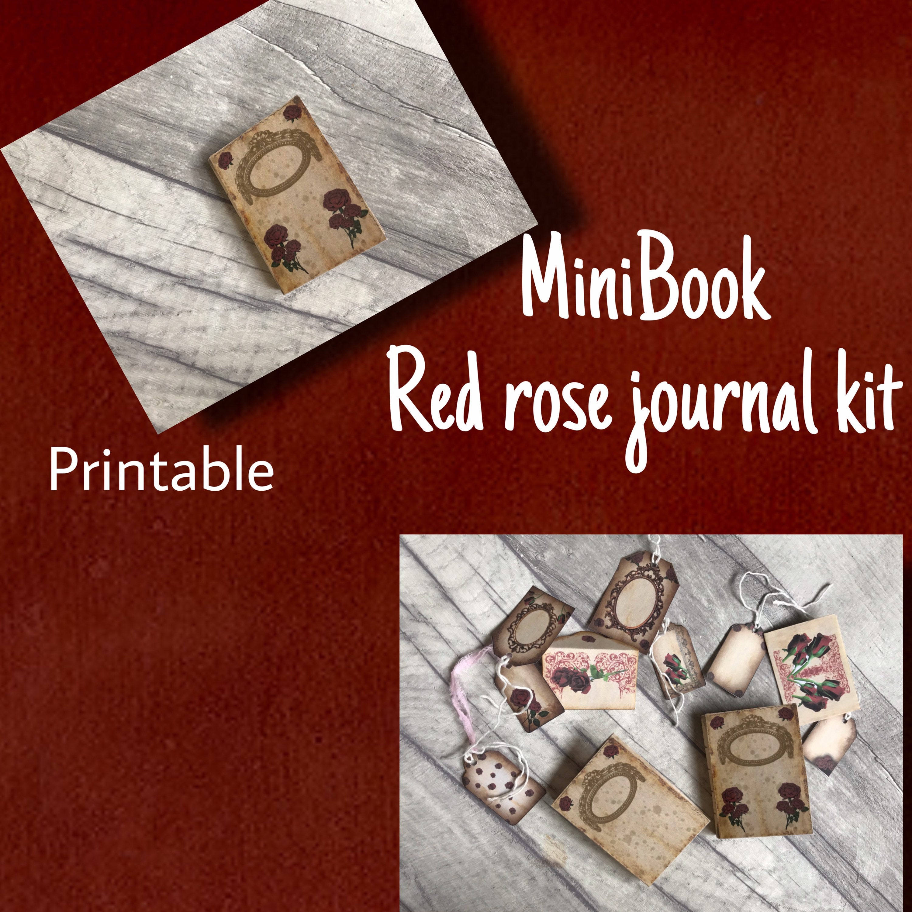 Mini Book Red Rose Journal Kit Printable Junk Journal - Etsy