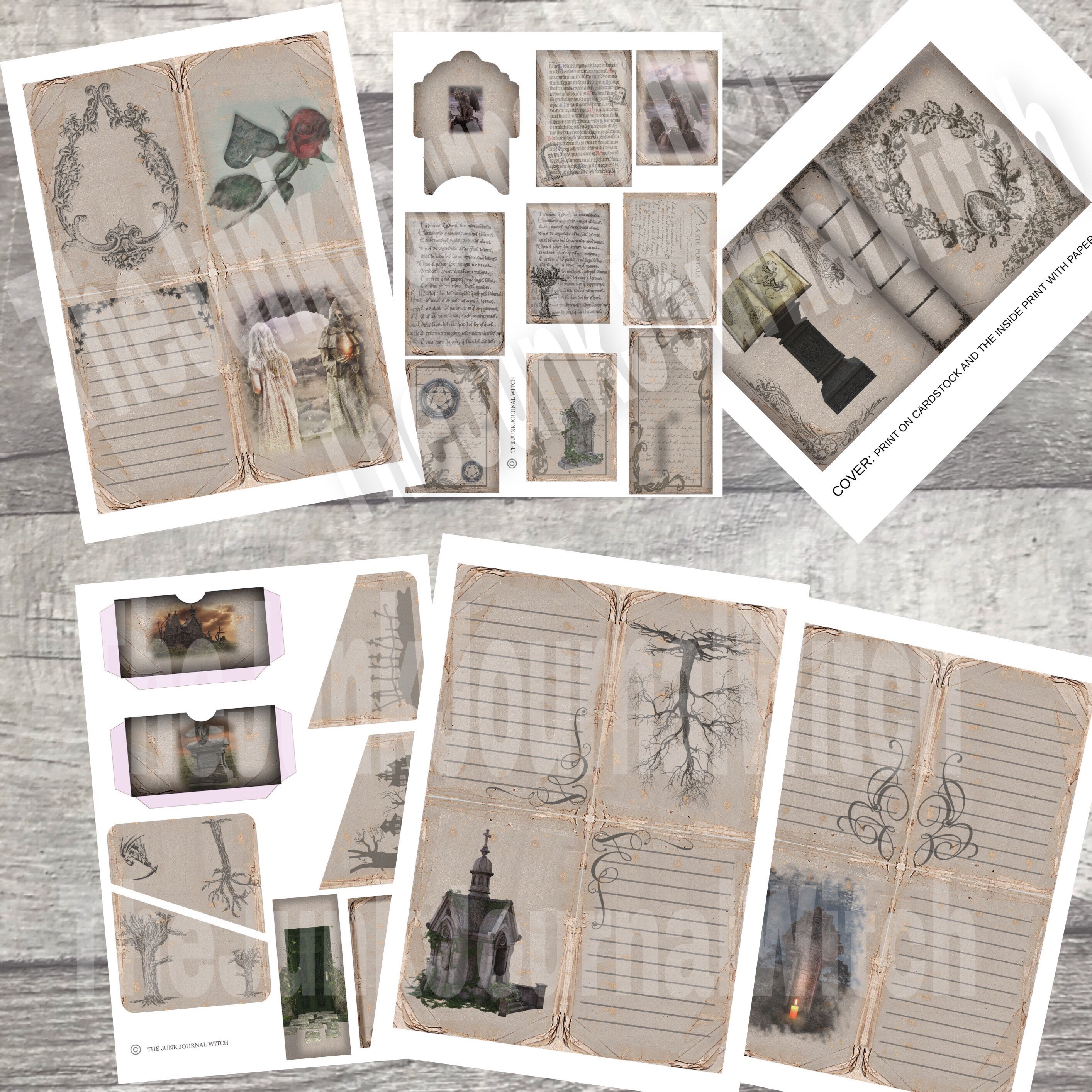 Mini Junk Journal Gothic Book With Tags, Pockets and Ephemera, Horror ...