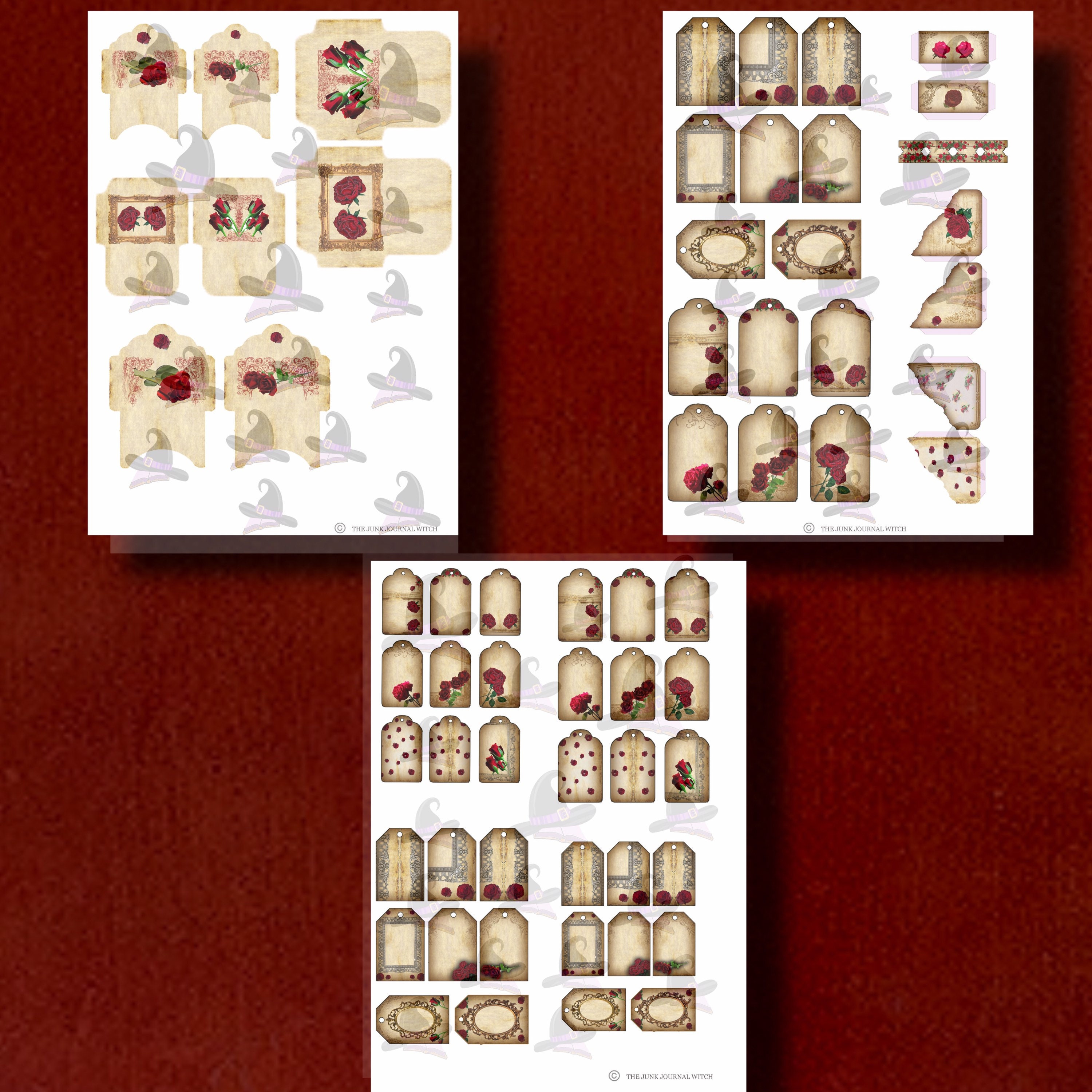 Mini Book Red Rose Journal Kit, Junk Journal , Ephemera, Vintage ...