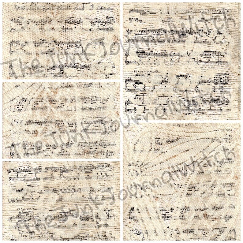 Lace Music Dyed Paper 15 Pages, Digital Printable Kit, Ephemera, Junk ...