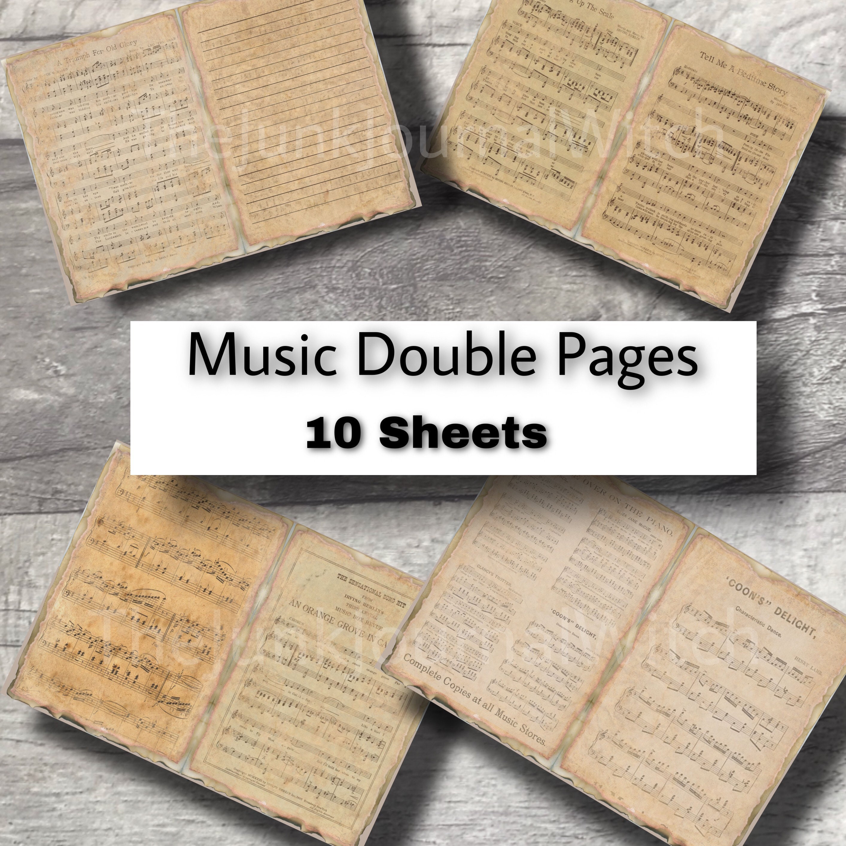 Music Journal Pages 10 Double Sheets Digital Kit, Ephemera, Book ...
