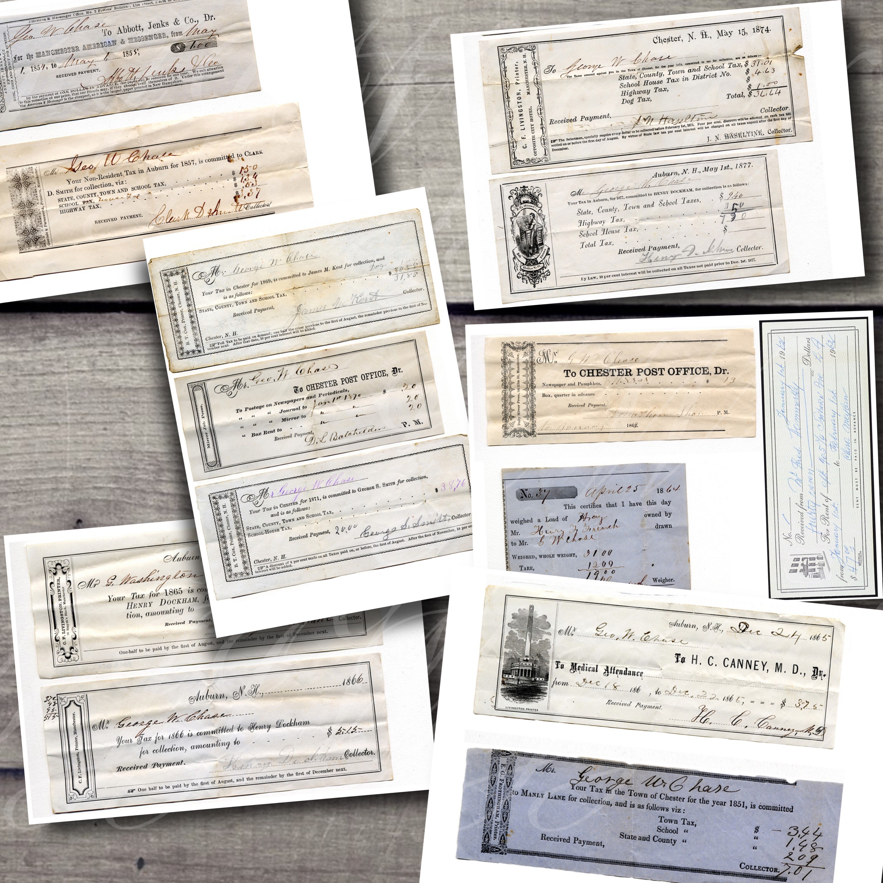 Vintage Receipts Printable Old Checks Junk Journal Ephemera - Etsy