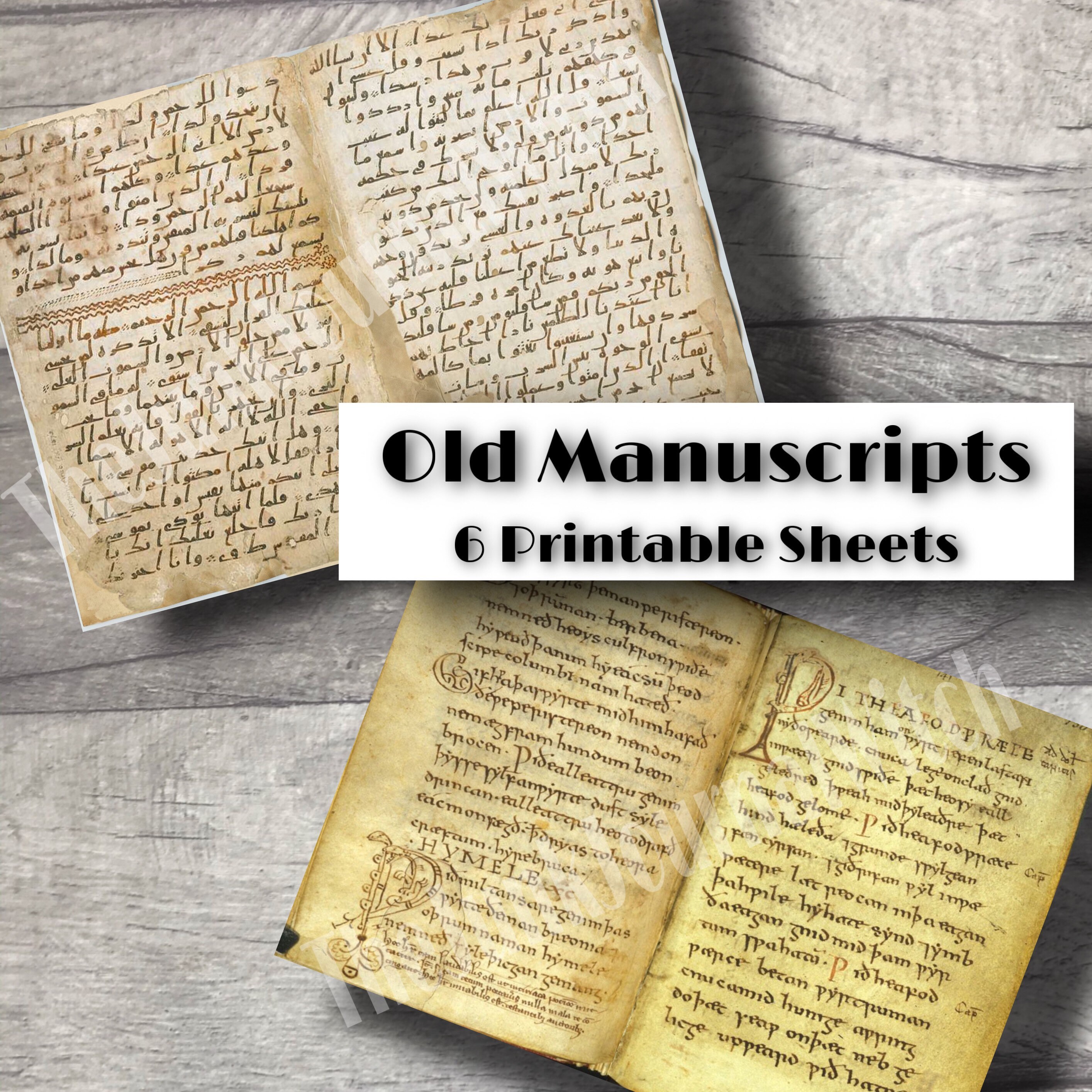 Old Manuscript Digital Kit, Ephemera, Book, Mini, Printable Paper, Junk ...