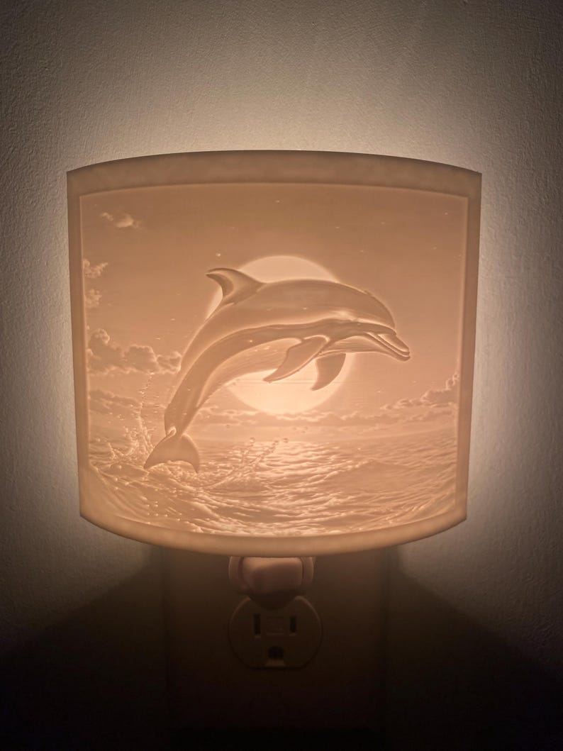 3D Printed Dolphin Lithophane Night Light – Tropical Sunset Glow - Etsy