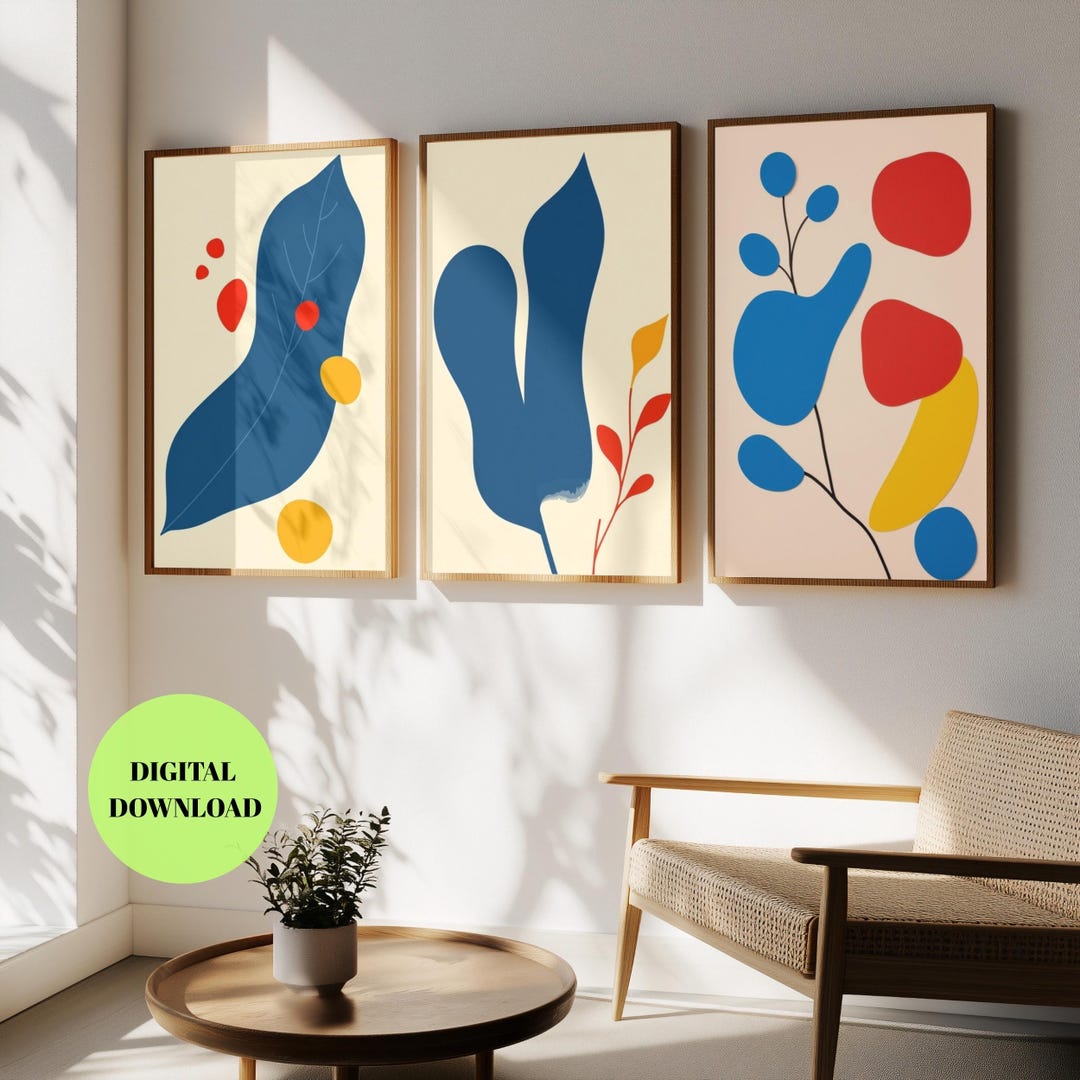 Matisse Inspired Botanical Wall Art Set – Abstract Leaf Prints, Instant ...