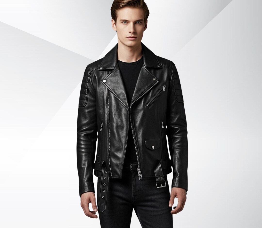 Handmade Cow Leather Biker Jacket – Men's Moto Jacket, Gift for Him - Etsy