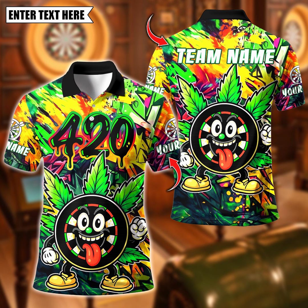 Personalized Name Dart Polo Shirt, Graffiti Dartboard Champion Design ...