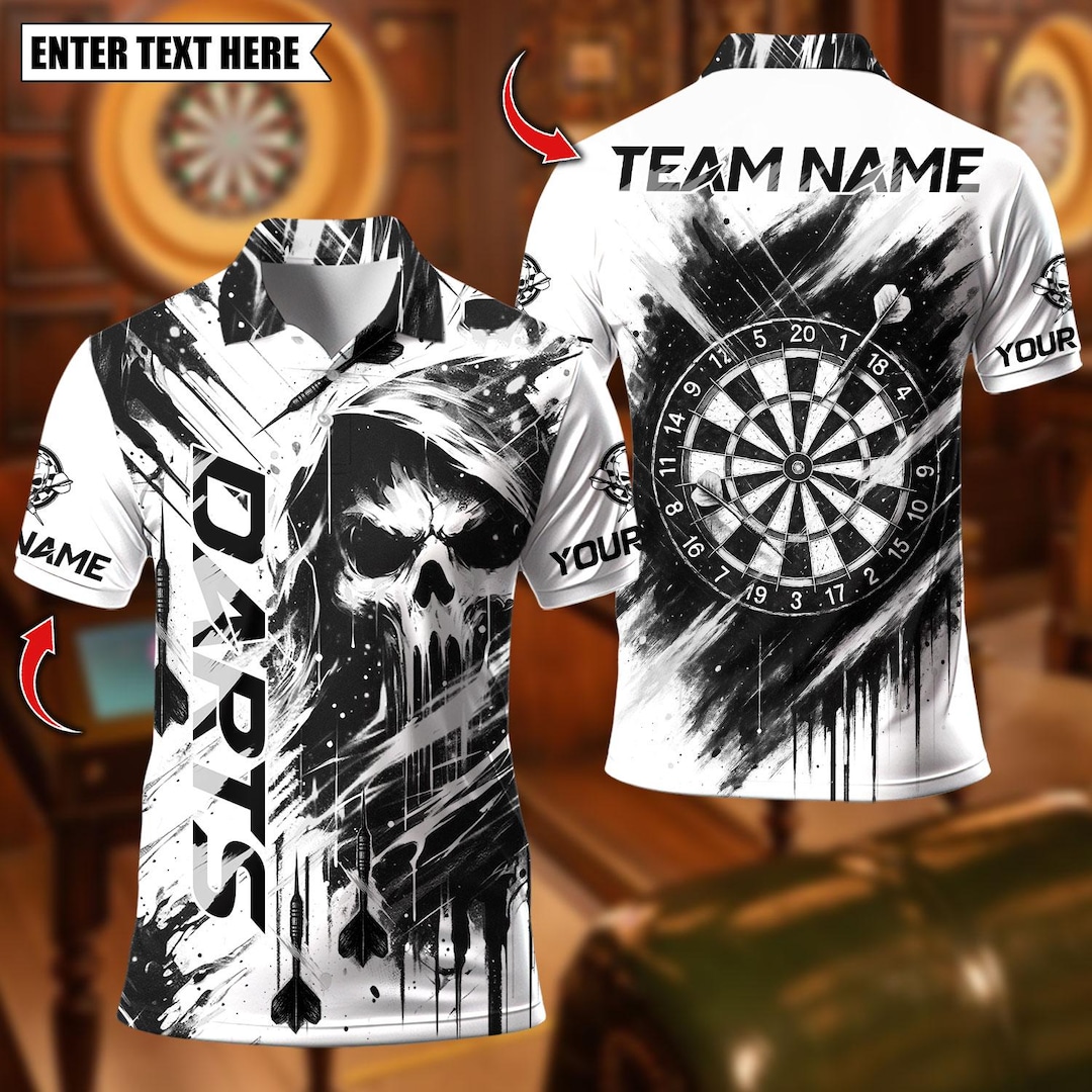 Personalized Name Dart Polo Shirt, Reaper With Dartboard Design ,custom ...