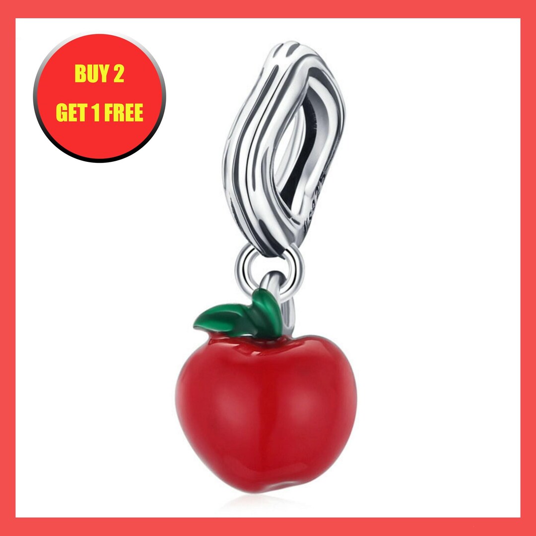 Red Apple Charm,silver Charms,pandora Charm,bracelet Charms,gift for ...