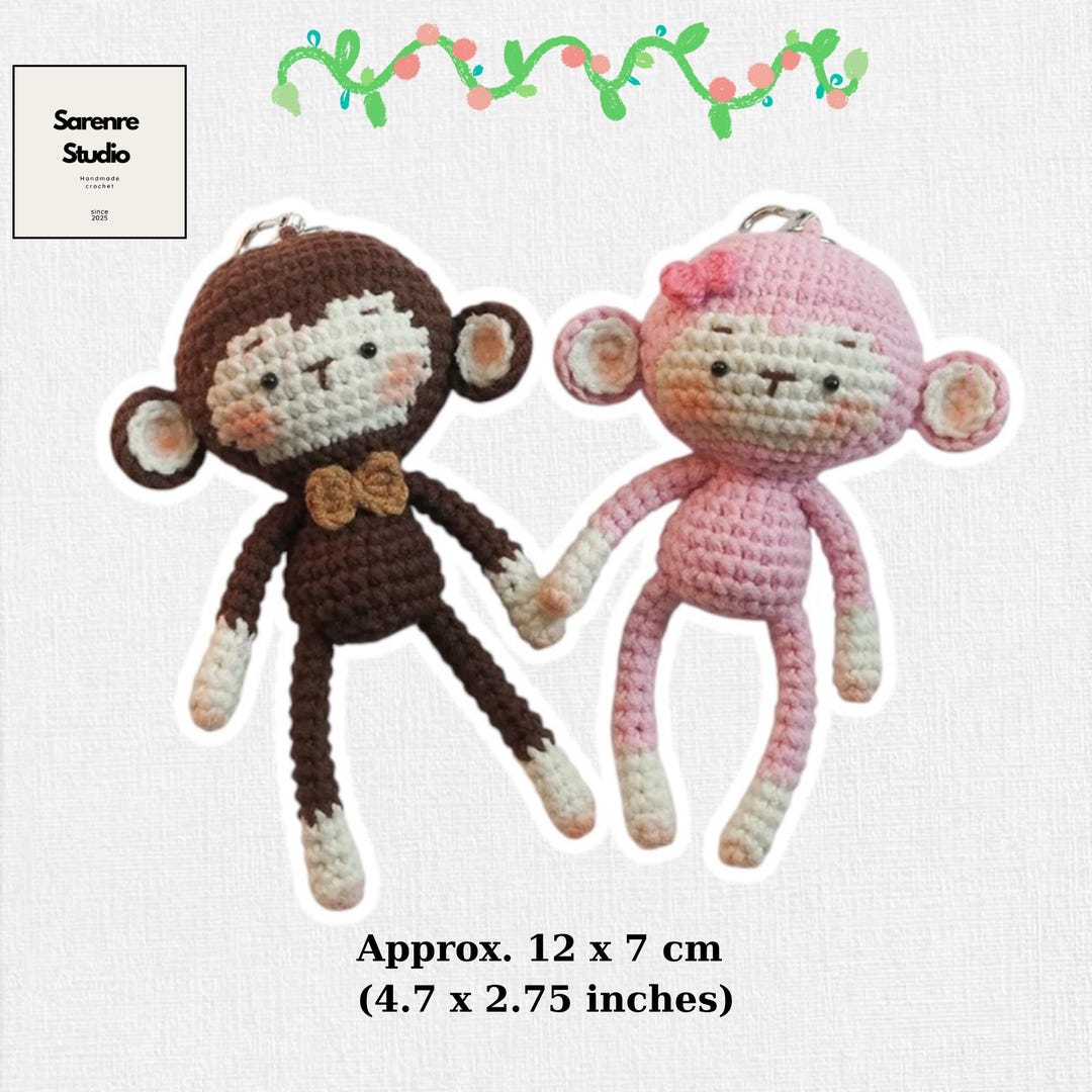Mini Monkey Keychains – Handcrocheted Couple Set - Cute Gift Idea - Etsy