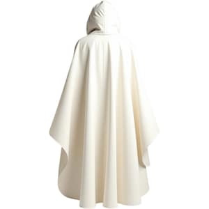 Timeless White Leather Cloak With Hood - Elegant and Sophisticated ...