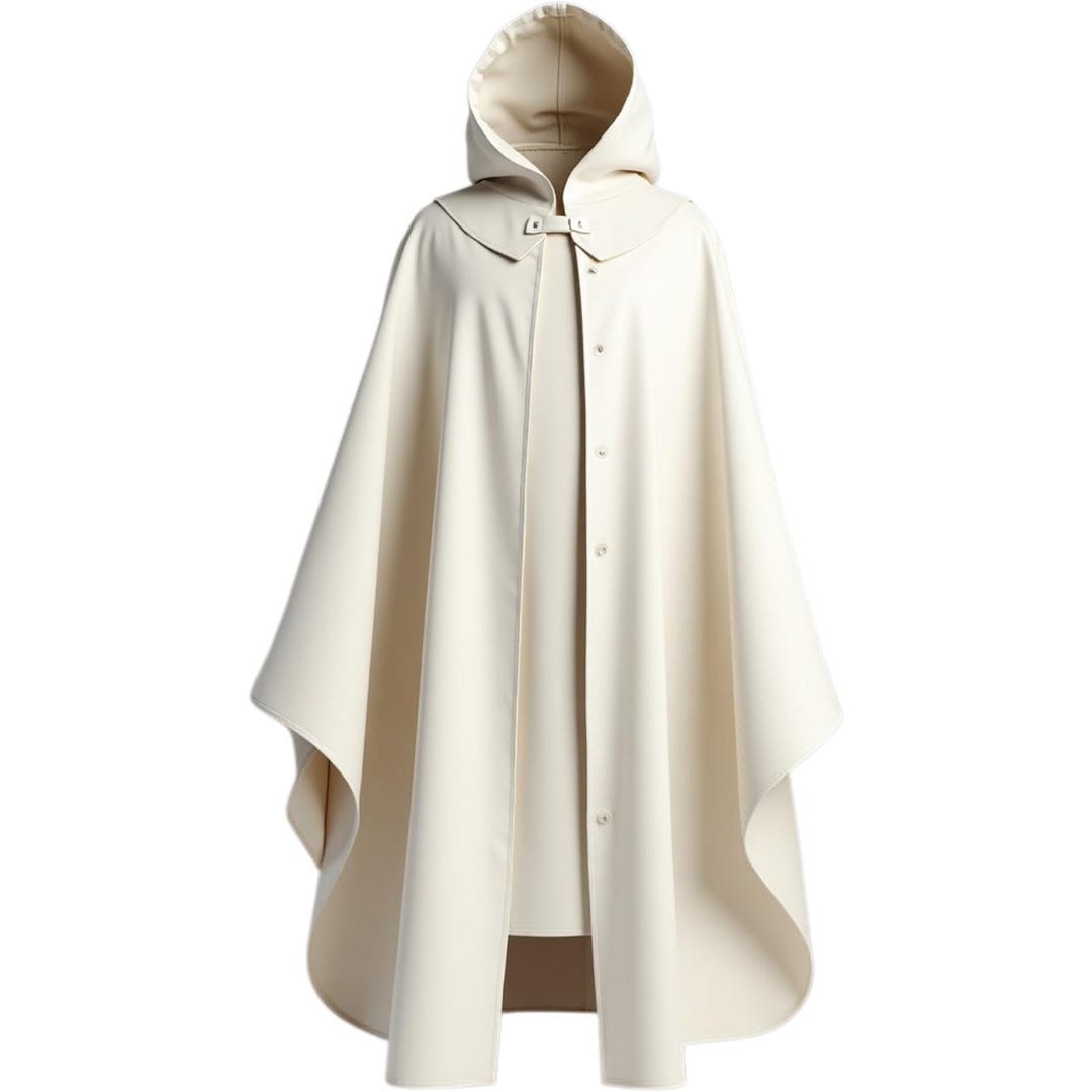 Timeless White Leather Cloak With Hood - Elegant and Sophisticated ...