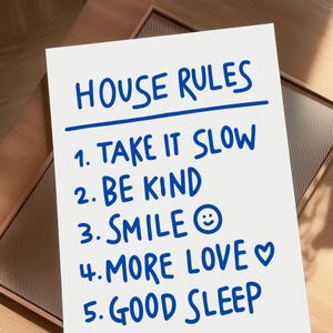 House Rules Poster, House Rules List, House Rules Wall Art, Typography ...