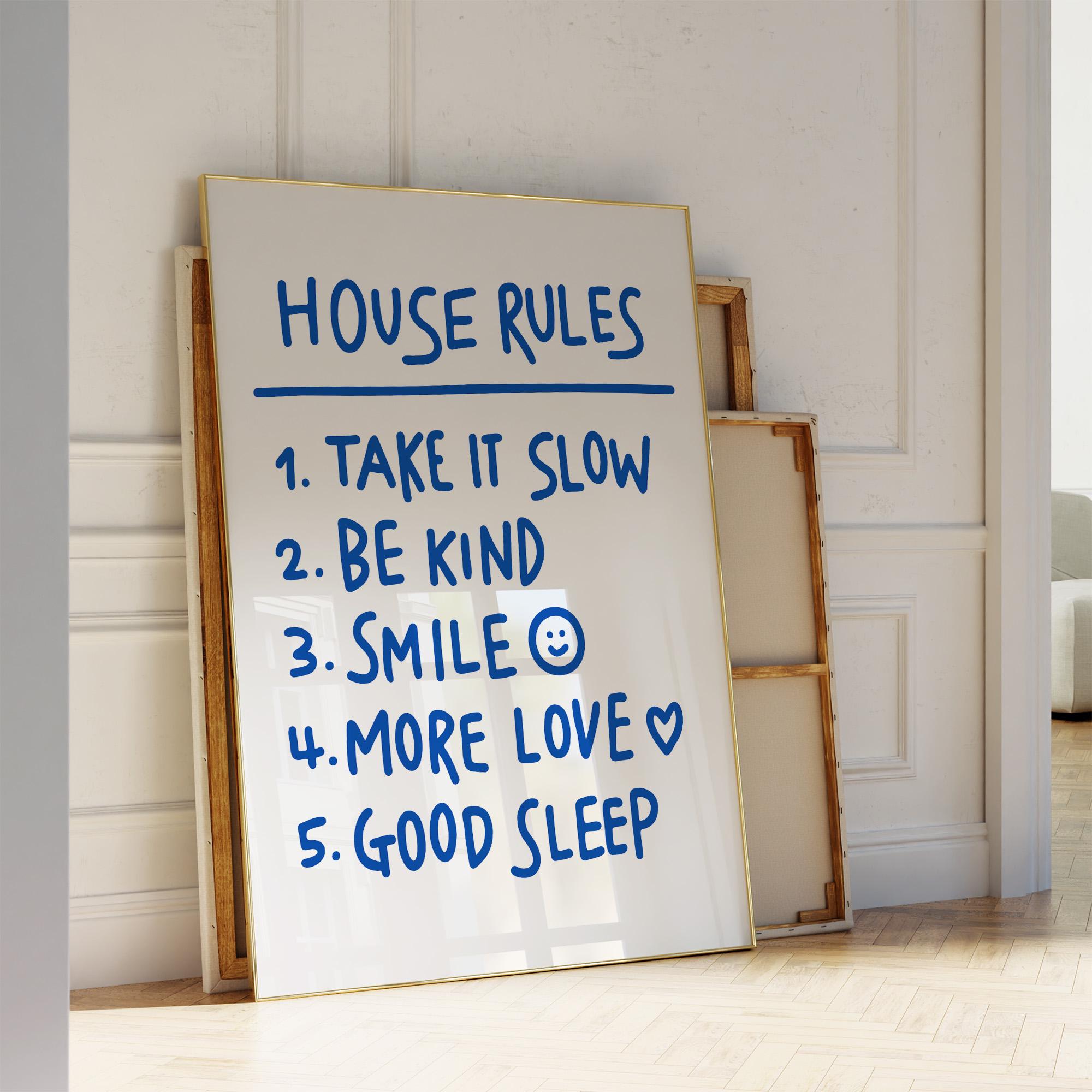 House Rules Poster, House Rules List, House Rules Wall Art, Typography ...