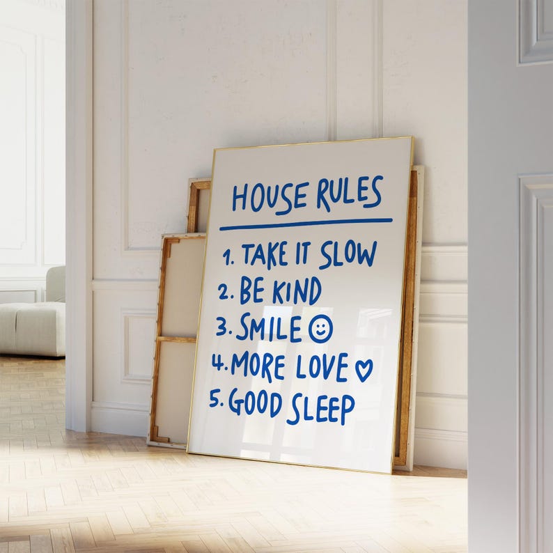House Rules Poster, House Rules List, House Rules Wall Art, Typography ...