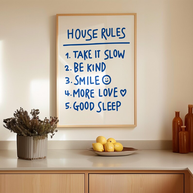 House Rules Poster, House Rules List, House Rules Wall Art, Typography ...