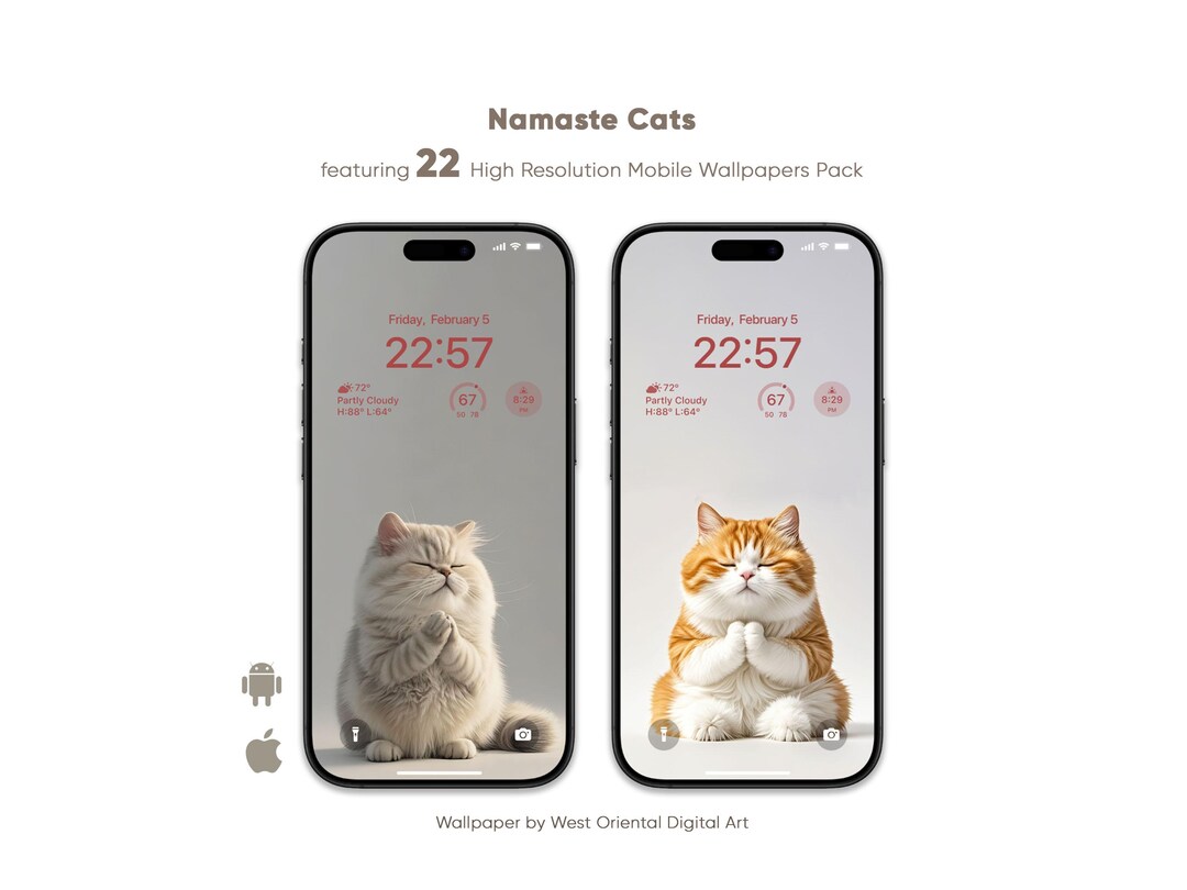 Namaste Cat Lovers IOS and Android Mobile Wallpapers Cute Adorable ...