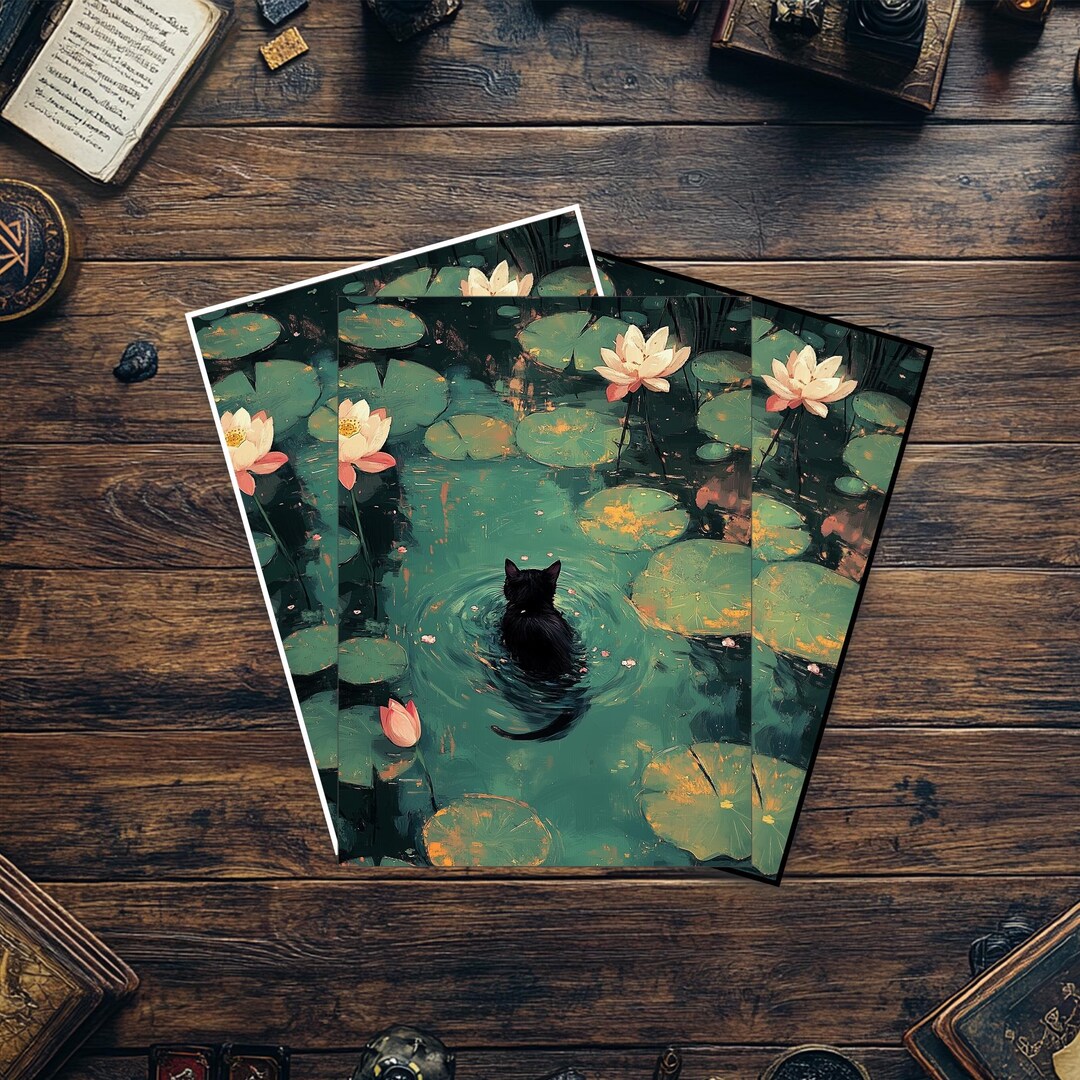 Mtg Card Sleeves,oil Painting Art Black Cat Card Sleeves,top Quality ...