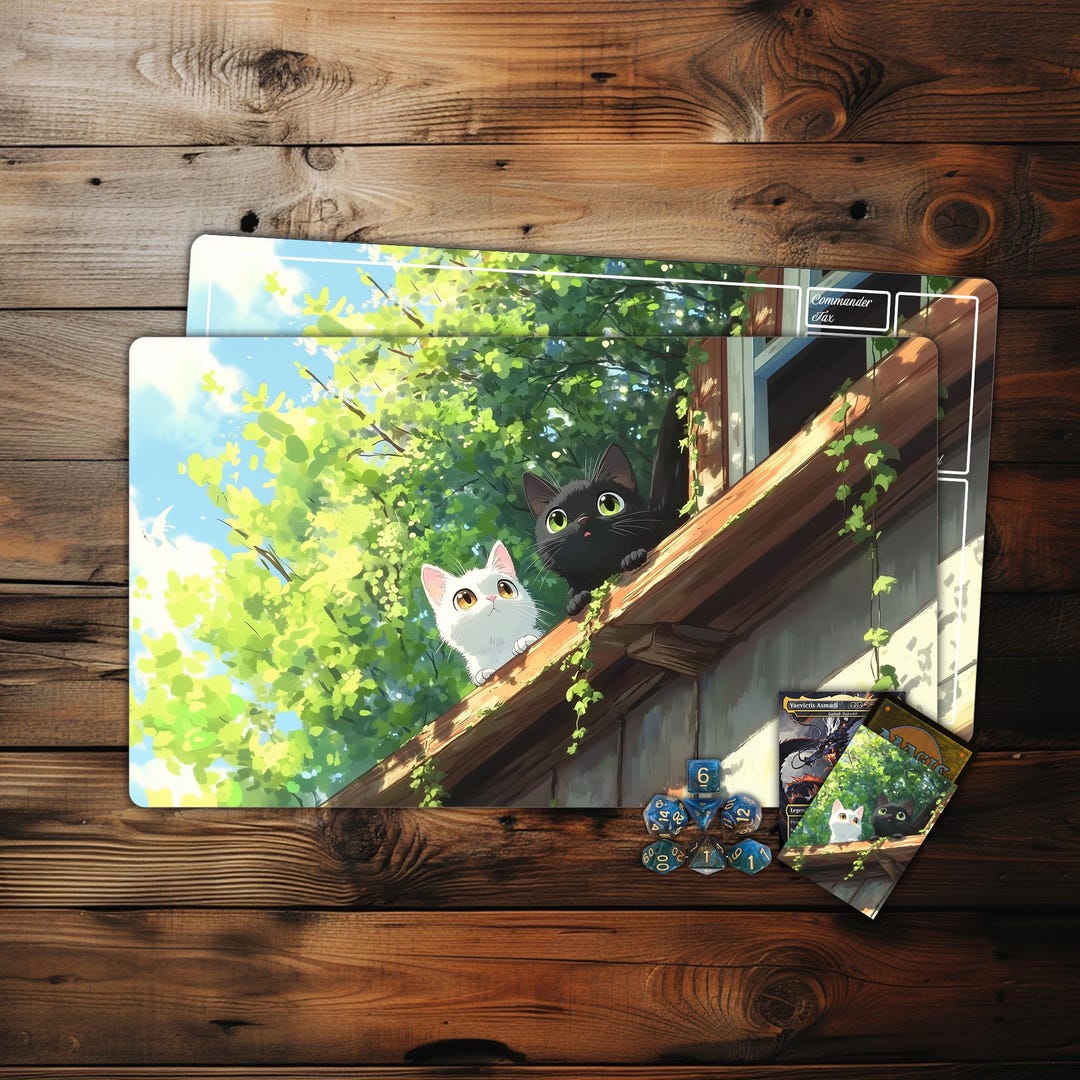 MTG Playmat,ghibli Style Cute Cat TCG Playmat,trading Card Game ...