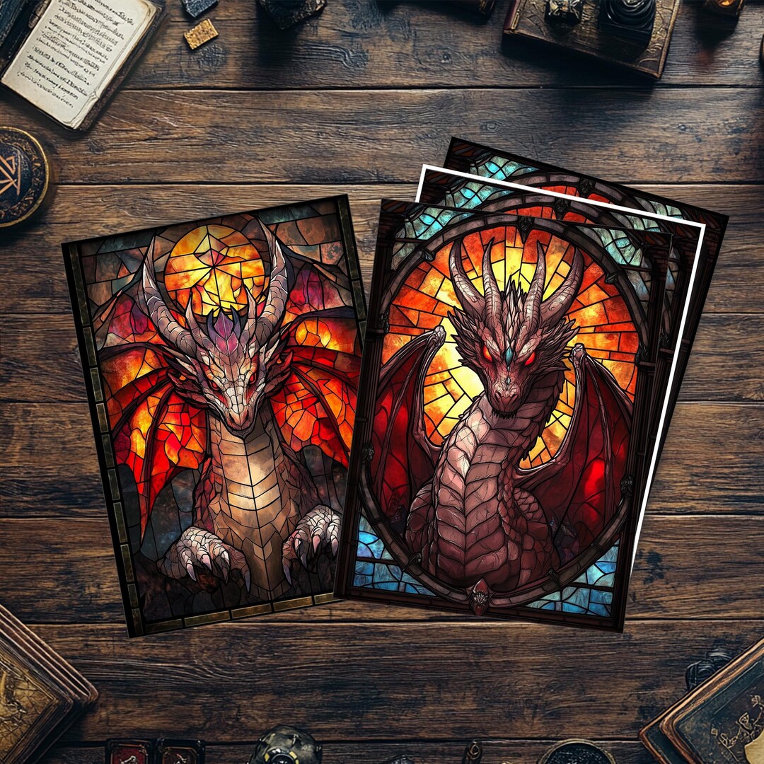 Mtg Card Sleeves,stained Glass Art | Dragon Theme Card Sleeves,top ...