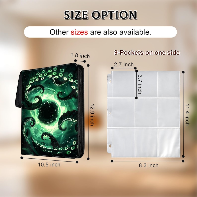 4 and 9 Pocket Trading Card Binder, Neon Green Black Hole Space ...