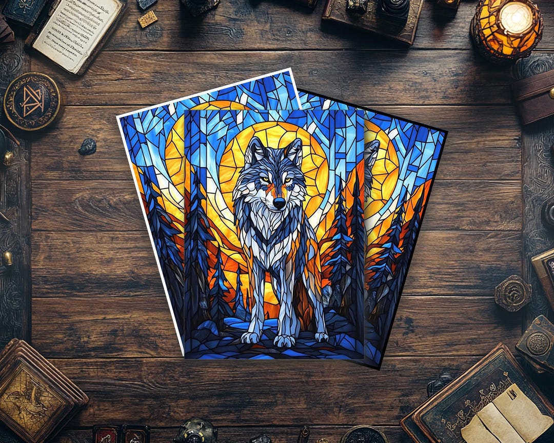Mtg Card Sleeves,stained Glass Wolf Card Sleeves,top Quality and ...
