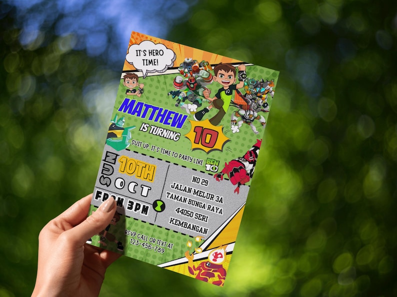 Ben 10 Birthday Invitation | Editable Alien Theme (digital Download ...