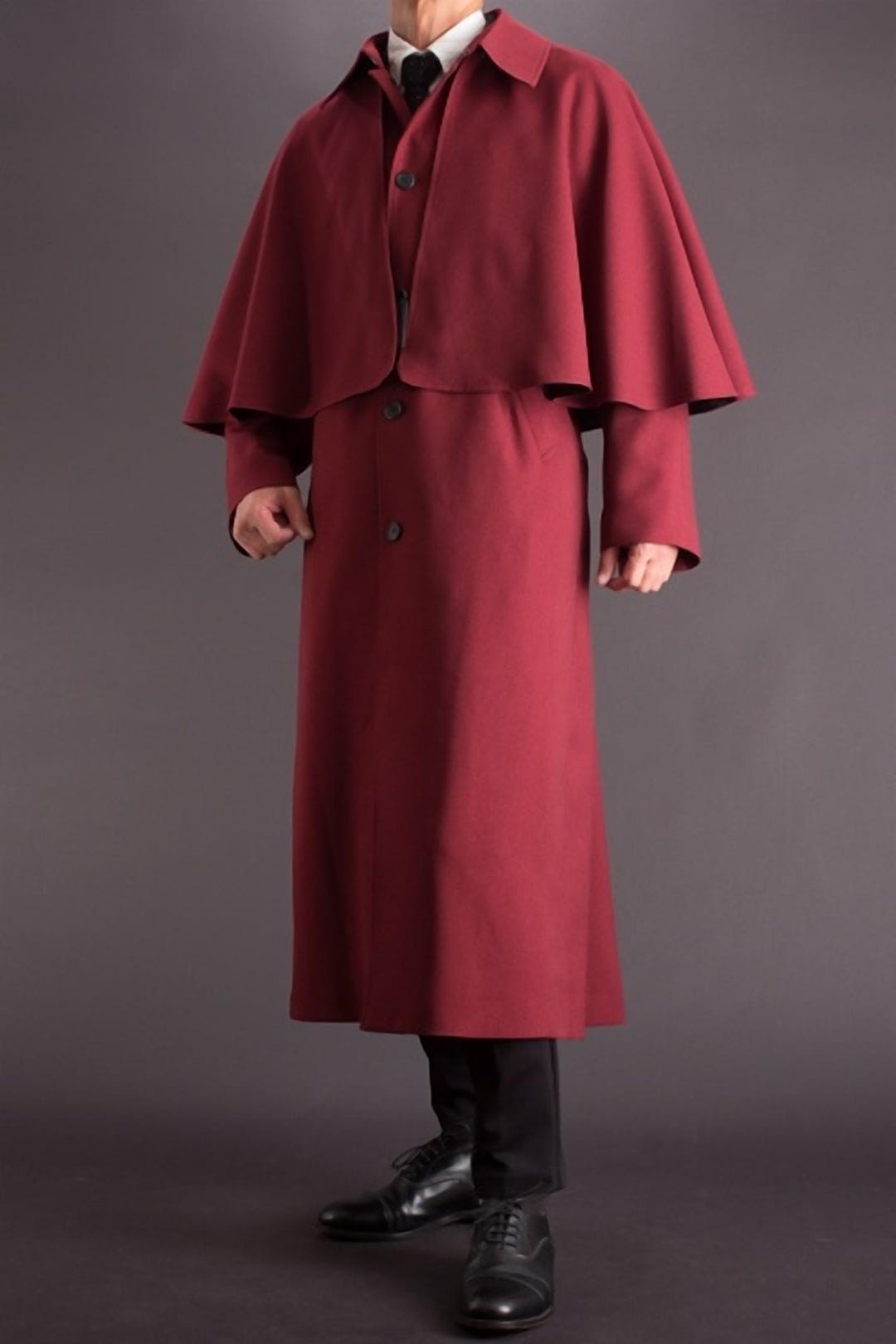 Red Wool Cape Coat for Men and Women, Duster Coat for Regency Lovers in ...