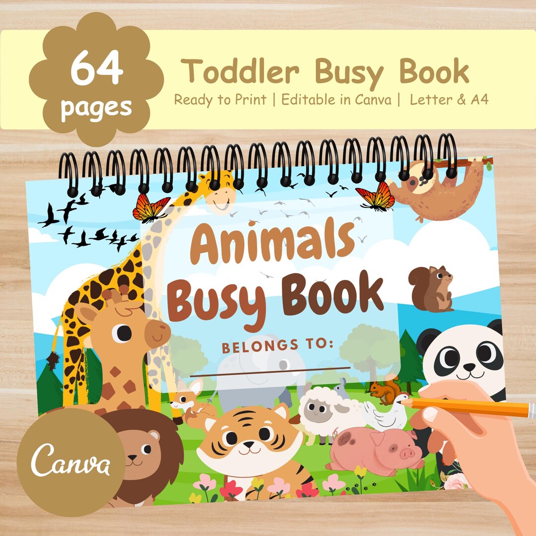 Toddler Busy Book, Busy Book Printable, Animal Busy Book, Preschool ...
