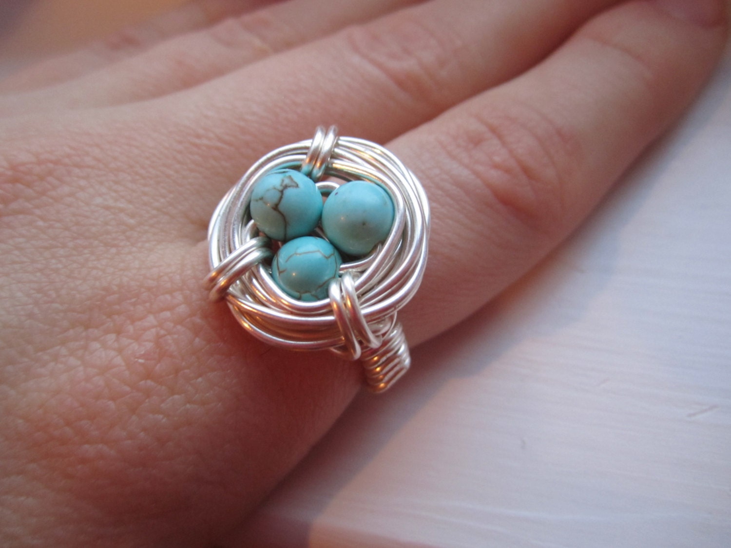 Robins Eggs Bird Nest Ring Adjustable Silver - Etsy