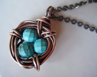 Blue Robins Detailed Egg Bird Nest Necklace - Etsy