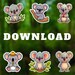 6 Cute Koala Digital Stickers | Printable PNG + Goodnotes Files ...