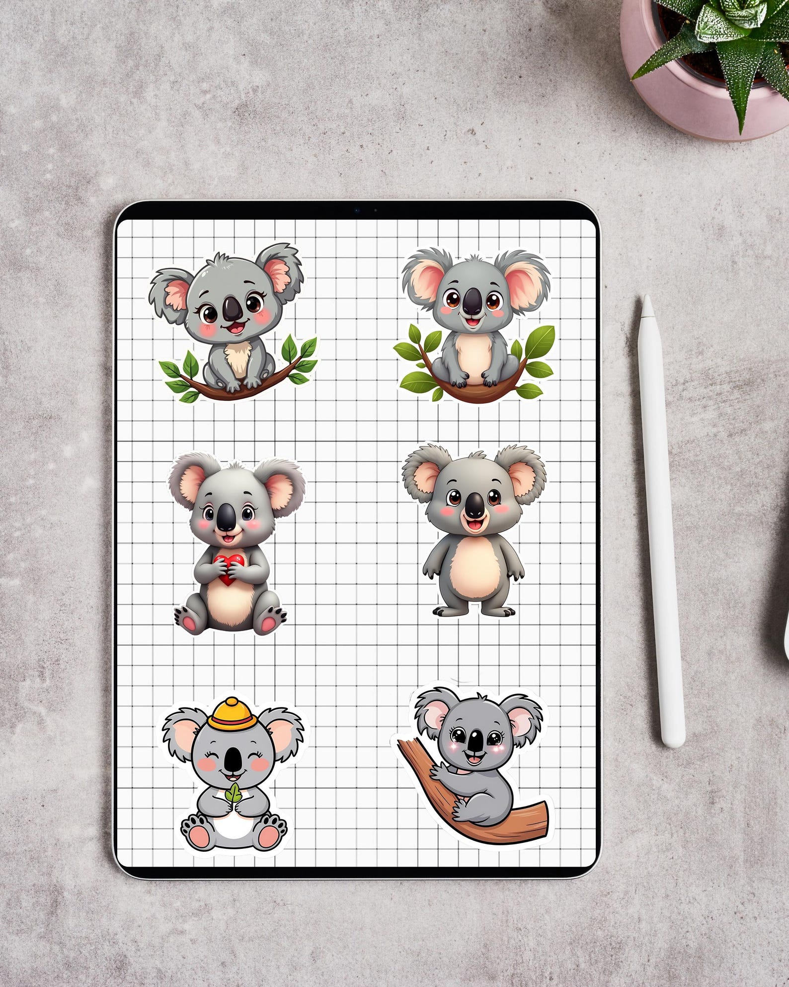 6 Cute Koala Digital Stickers | Printable PNG + Goodnotes Files ...