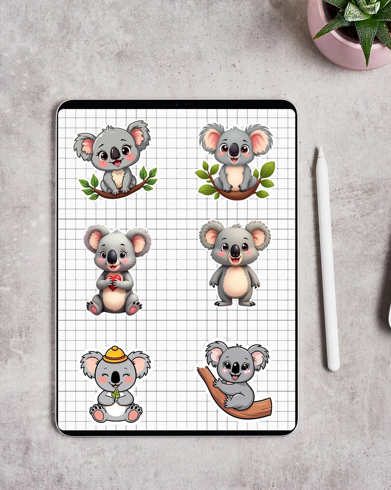 6 Cute Koala Digital Stickers | Printable PNG + Goodnotes Files ...